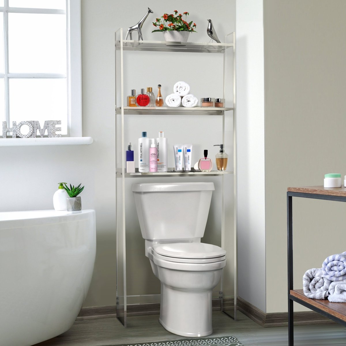 Clear Acrylic Over the Toilet Slanted Storage: Stylish and Space-Saving ...