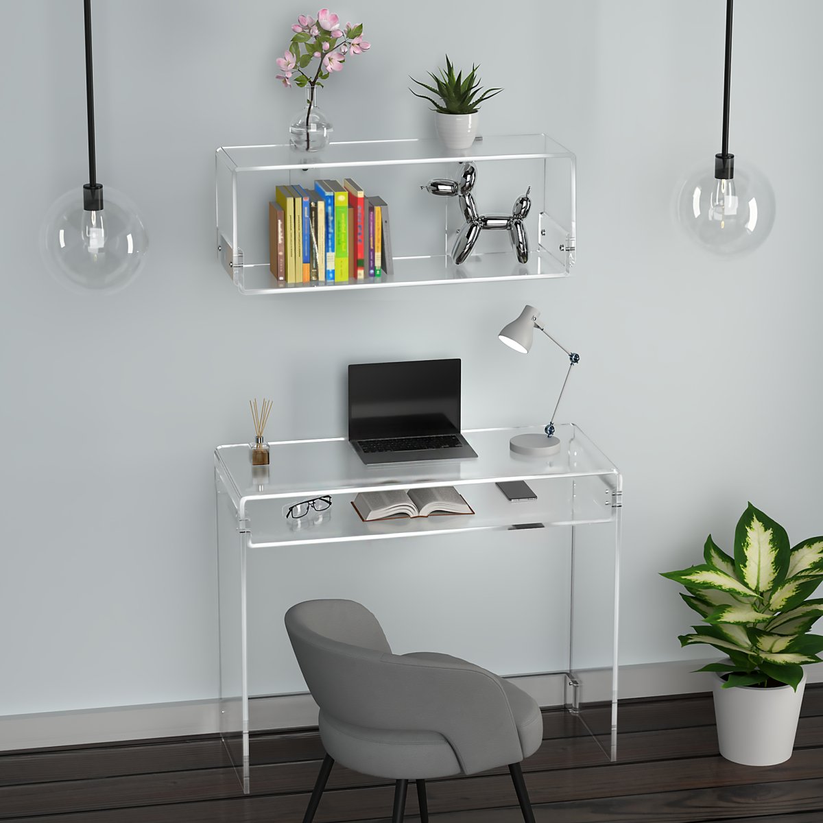 Waterfall Desk in Clear Acrylic by STAUBER Furnishings – Stauber ...